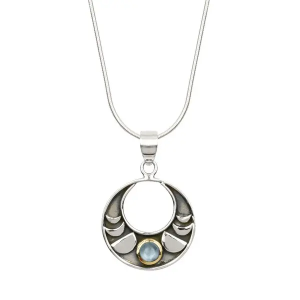 CHARLOTTE'S WEB JEWELLERY Black / Silver Moon Phase Silver Necklace Moonstone - Black/silver