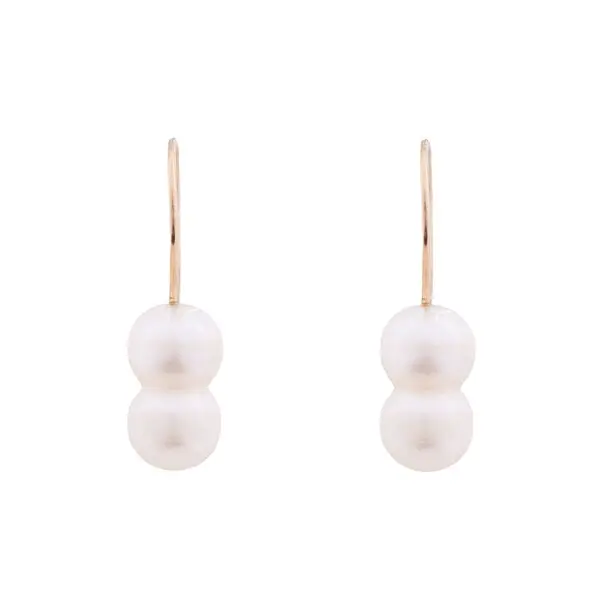 Oana Savu White / Gold White Bridal Elegant Earrings Gold Ear Wires Freshwater Pearls - White/gold