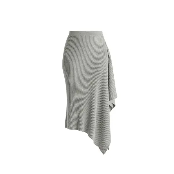 PAISIE Draped Knitted Skirt - Grey