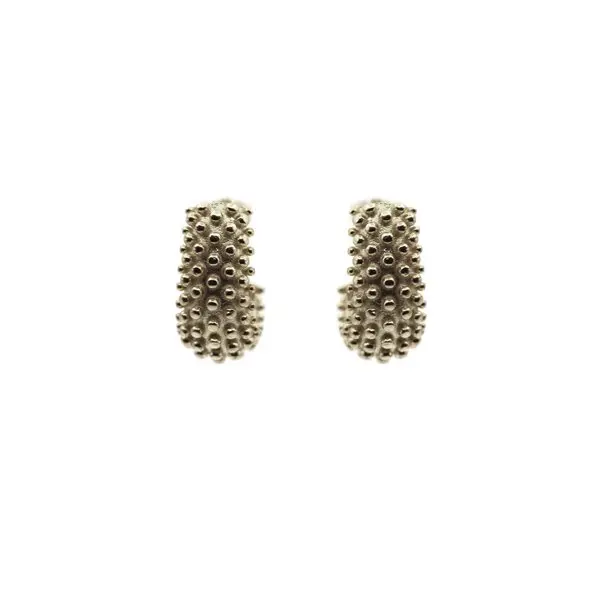 VICSTONENYC FINE JEWELRY Unique Ball Textured Sterling Hoop Earrings - Silver