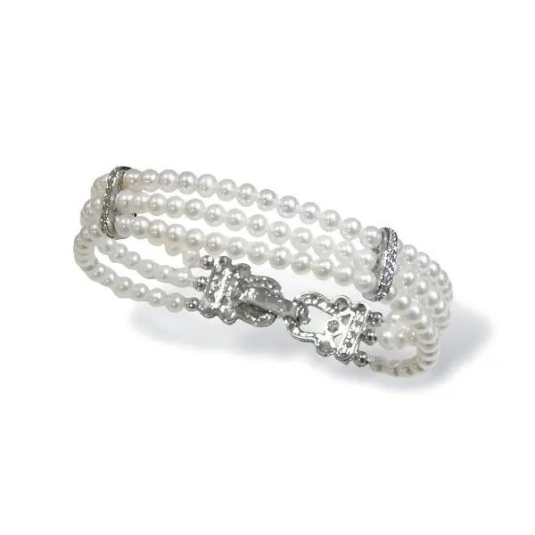 NINEMOO Interlace Triple Pearl Bracelet - Silver