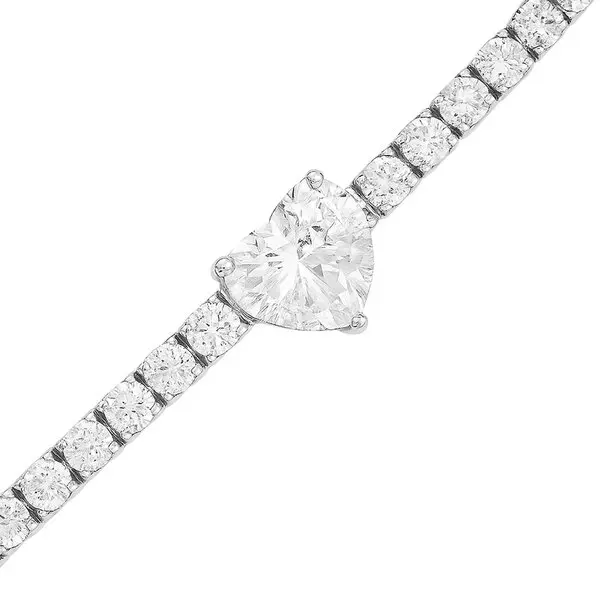 MAISON DE GALA Crystal Heart Tennis Bracelet - Silver