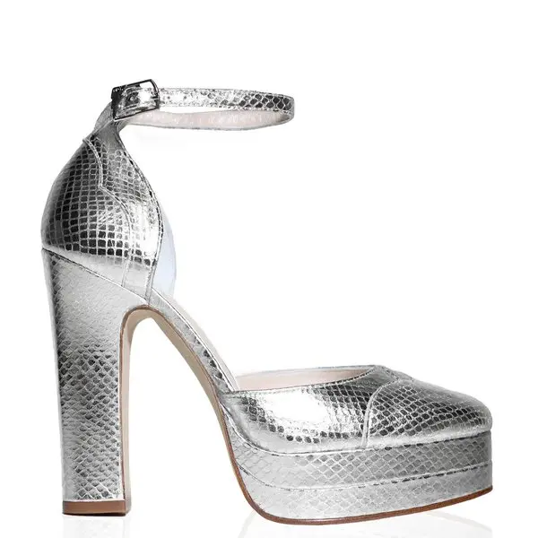 TERRY DE HAVILLAND Lily Platform Block Heel - Silver