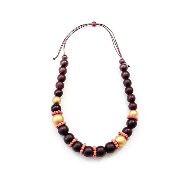 Likhâ Pompa Statet Necklace, Wine - Red