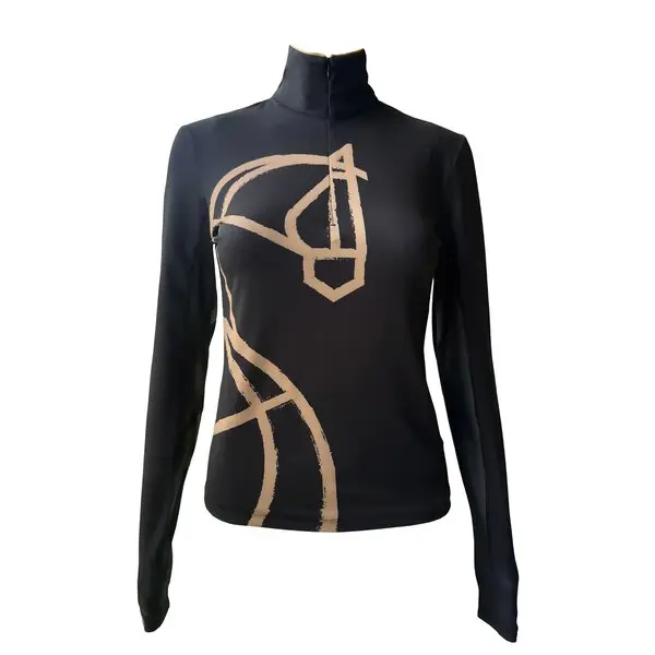 CHAMPAGNE & HORSES Long Sleeve Sun Shirt Painted Horse - Black