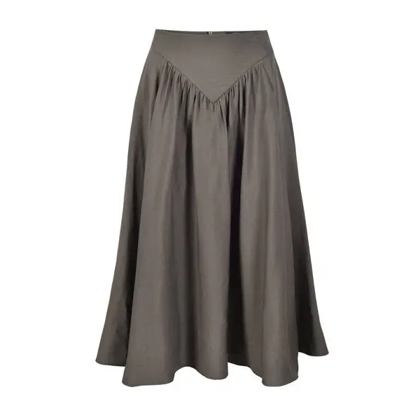 OH!ZUZA NIGHT&DAY Neutrals Echo Viscose Midi Skirt With Pockets – Cocoa - Brown