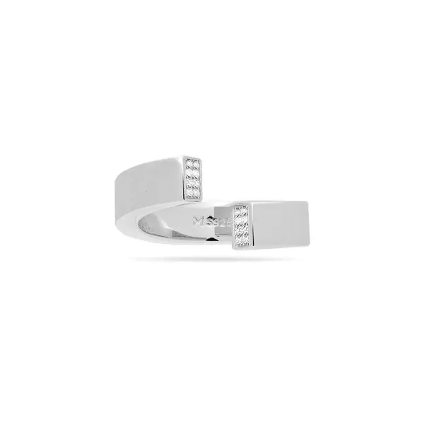 MEULIEN Open Twist Ring With Pave Cz - Silver