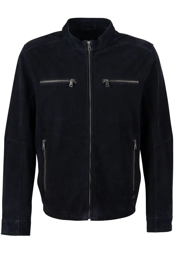 Mauritius Suede Leather Trucker Jacket Berat - Blue