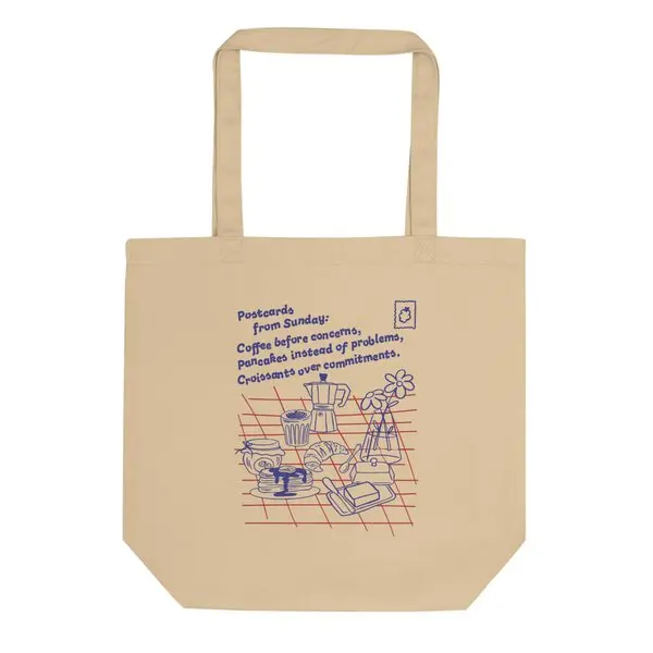 ANCHOR & CREW Neutrals Neutral Gustatory Originals Postcards From Sunday Recycled Cotton Tote Bag - Brown