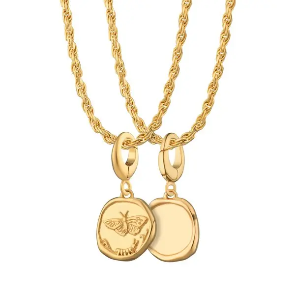 LILY CHARMED Plated Manifest Change Charm Necklace With Twisted Rope Chain - Gold