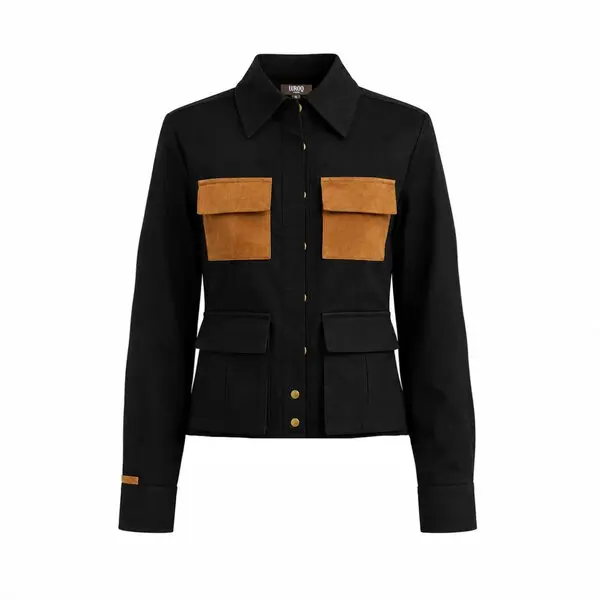 LUROQ LONDON Black / Brown Structured Utility Shirt - Black/brown