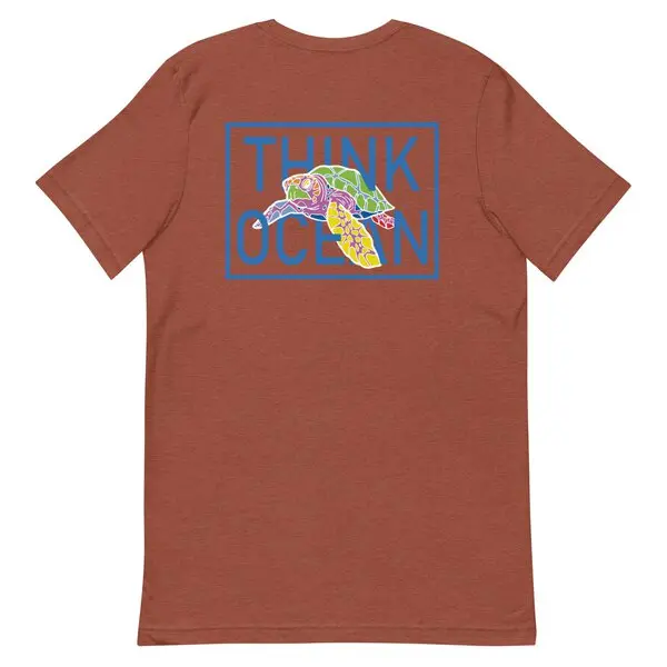 ANCHOR & CREW Clay Think Ocean Turtle Fluorescence Cotton Embroide T-shirt - Red