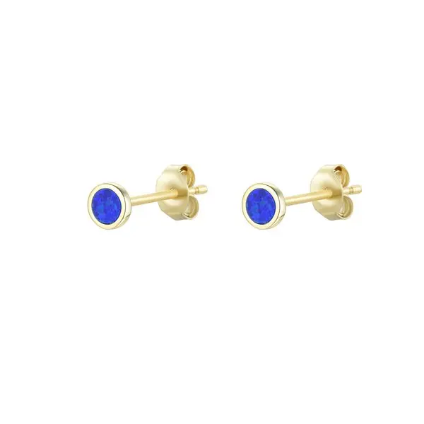 KAMARIA Mini Round Opal Stud Earrings Indigo - Blue