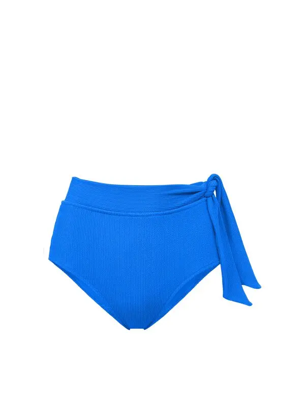 CHANGE OF SCENERY Neutrals Side Tie High Waist Bottom In Grotto Textured - Blue