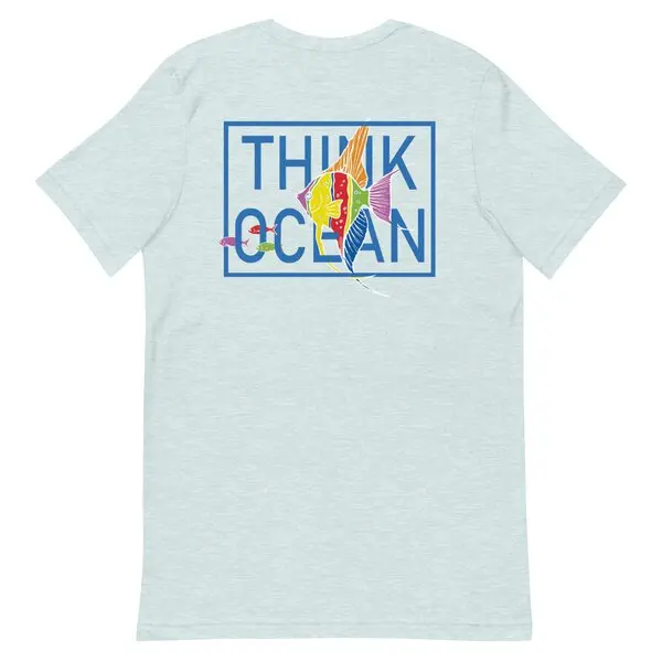 ANCHOR & CREW Ice Think Ocean Fish Fluorescence Cotton Embroidered T-shirt - Blue