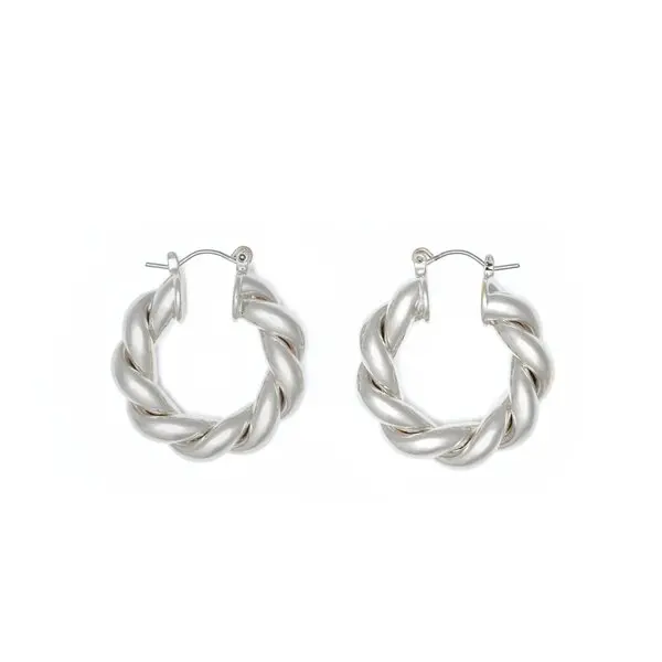 SHABELLA NYC Croissant Hoops Earring - Silver