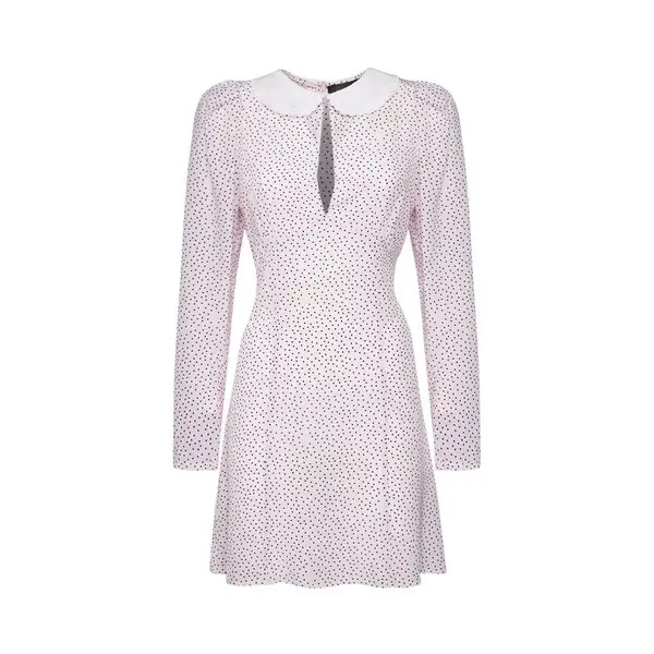 SVETA MILANO Seattle Polka-dot Silk Dress With Embroidered Collar - White