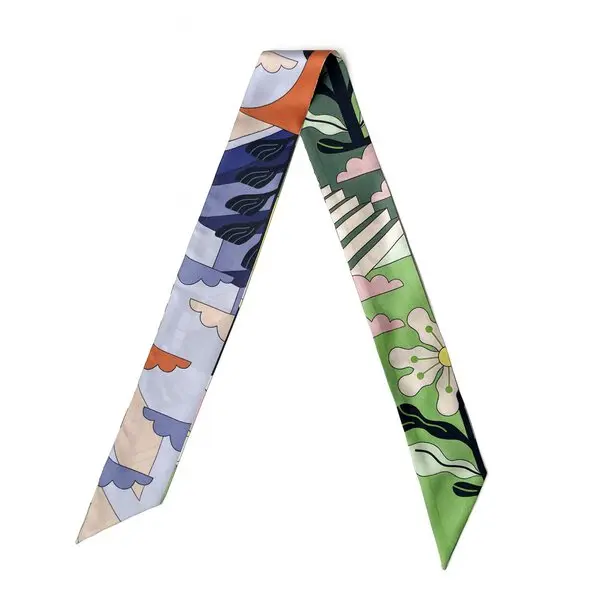JESSIE ZHAO NEW YORK Blue / Green Silk Skinny Scarf Of Dreamlike - Blue/green