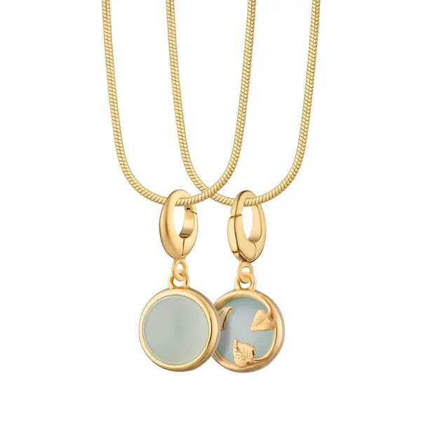 LILY CHARMED Plated Blue Agate Healing Stone Necklace With Round Snake Chain Confidence Charm Necklace - Gold