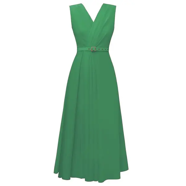 ALINA CERNATESCU Amavi Fern Drapped Midi Cocktail Dress With V-neckline - Green