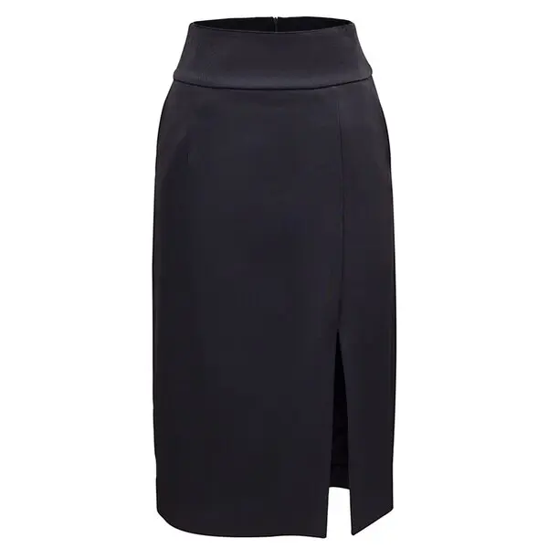 SMART AND JOY Front Slit Pencil Skirt - Black