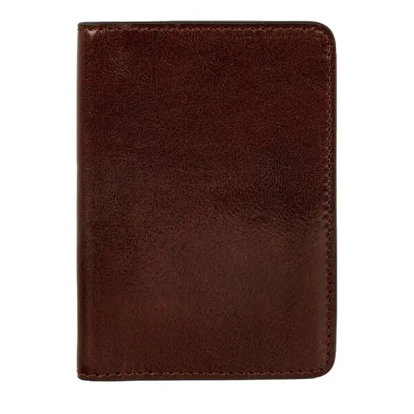 TIME RESISTANCE Small Leather Passport Holder In Gulliver's Travels - Brown