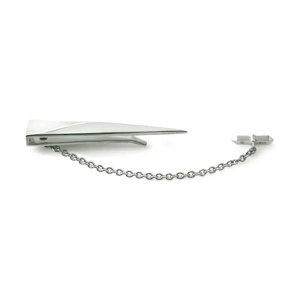 KASUN LONDON Tie Pin With Chain - Silver