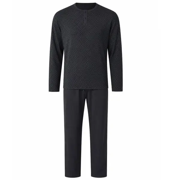 ZD ZERO DEFECTS Long Modal Pyjamas Damier Graphite - Grey