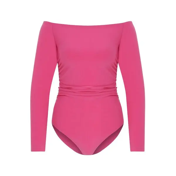 MAAN ISTANBUL Boat Neckline Bodysuit Angel Theme - Pink
