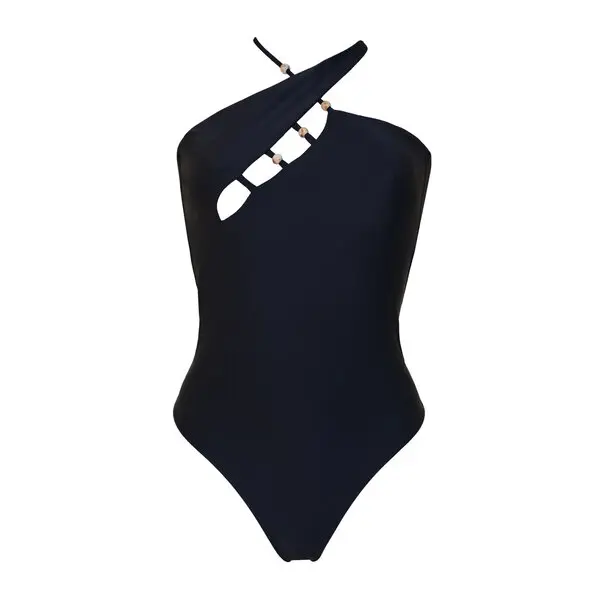 AULALA PARIS The Solar Energy Nighttime Asymmetric Cut Swimsuit - Black