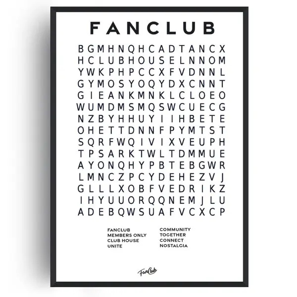 FANCLUB Core Wordsearch Giclée Art Print - Black