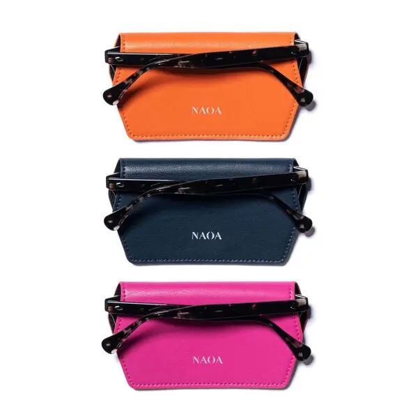 NAOA Orange / Blue Three Pack Apple-leather Slim Glasses Case Orange Navy Fuchsia - Orange/blue
