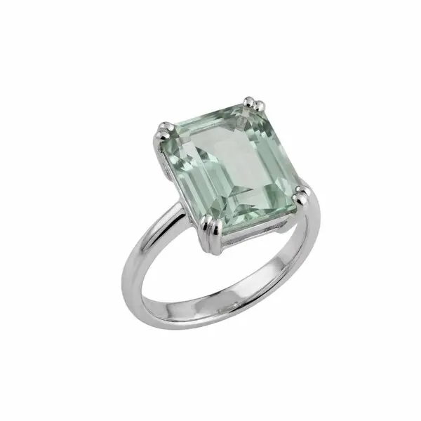 DAINTY LONDON Gold Or Green Quartz Ring Luna - Silver