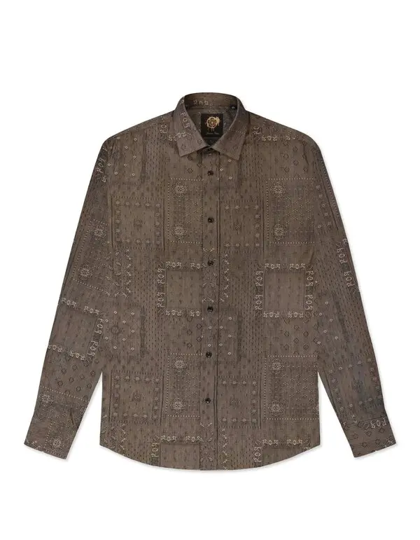 GRESHAM BLAKE Antique Ornatal Jacquard Shirt - Brown