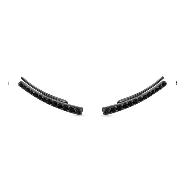 SALLY SKOUFIS Naked Ear Climber With Made Cz Diamond Stimulant In Premium Rhodium - Black