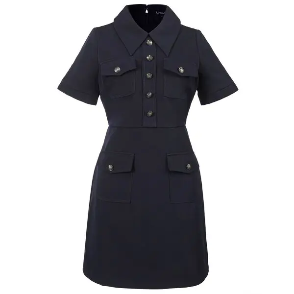 SMART AND JOY Safari Style Short Dress - Blue