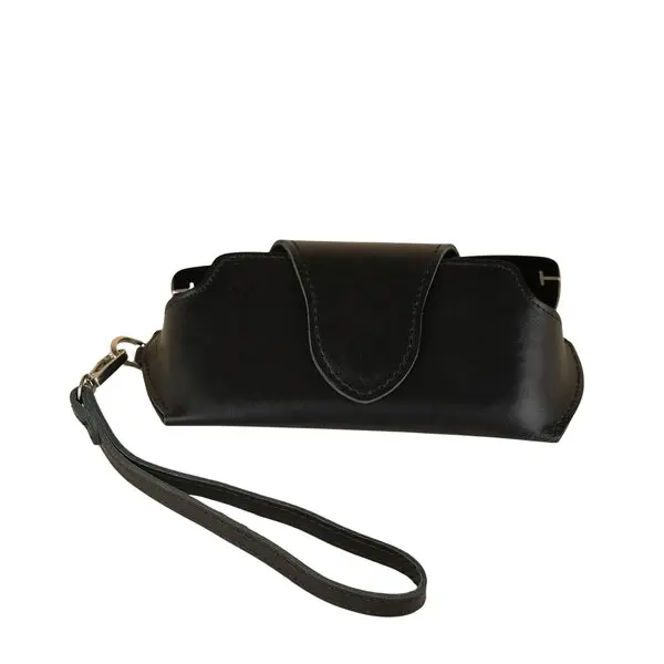 LEATHERE Leather Sunglass Case With Wrist Strap Denver - Black