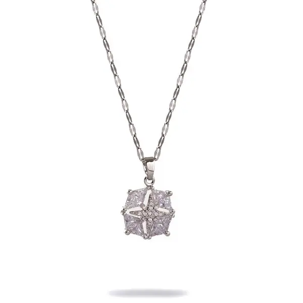 EBRU JEWELRY Magical Guiding Star Diamond & Statet Necklace - Silver