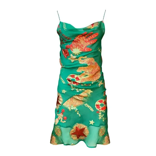 GEEGEE COLLECTION Circus Silk Slip Dress - Green