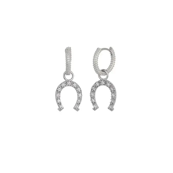 SPERO LONDON Hoop Sterling Horseshoe Equestrian Earrings - Silver