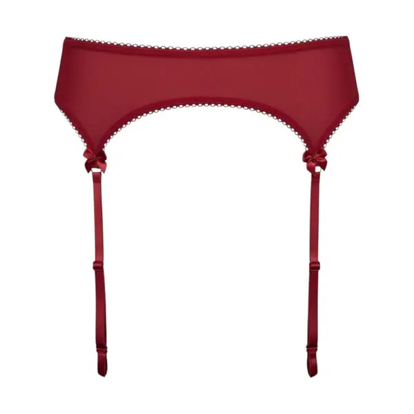 THE COOLGIRL NYC Jane Garter Belt In Mesh - Red