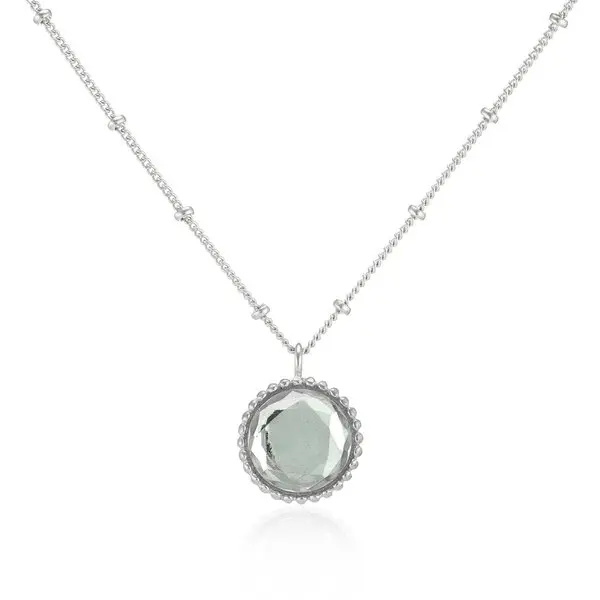 AUREE JEWELLERY Barcelona Silver August Birthstone Necklace Amethyst - Green
