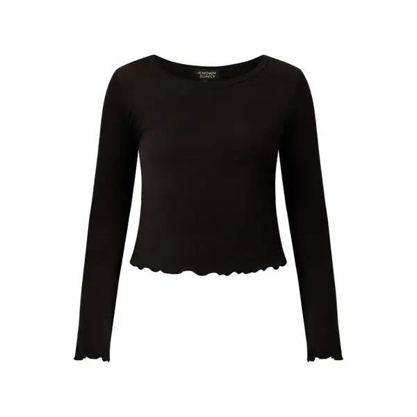 KNOWN SUPPLY Ribbed Cotton Long Sleeve Jill - Black