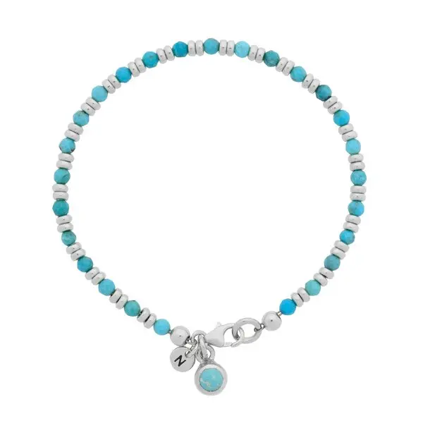 NELLOU JEWELLERY Linear December Birthstone Bracelet Turquoise Sterling Silver - Blue