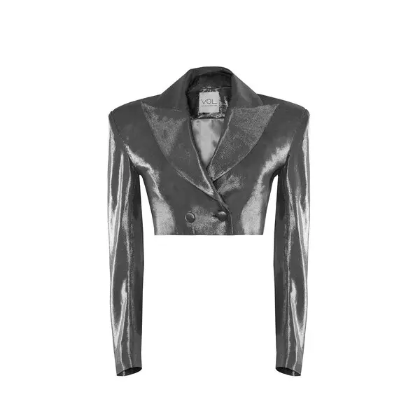 VESTIAIRE D'UN OISEAU LIBRE Metallic Cropped Jacket - Silver