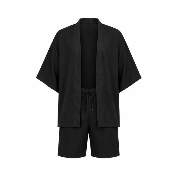 ORIGIN OF HEARTS Mamba Satin Kimono Set - Black