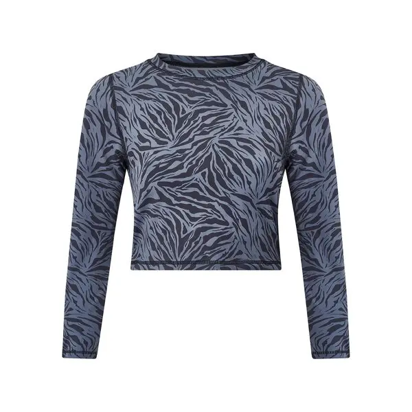 LULA-RU Long Sleeve Top Tiger Print - Grey