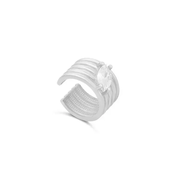 SHYMI Fluted Marquise Stone Ear Cuff - Silver