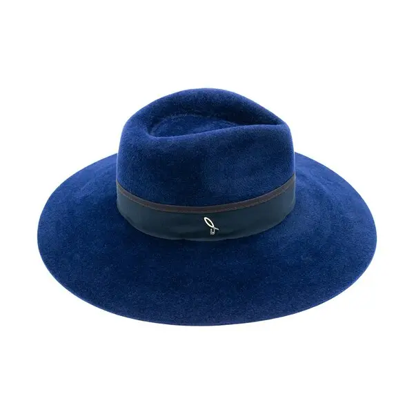 DORIA 1905 Wide-brim Velour Lapin Felt Hat - Blue