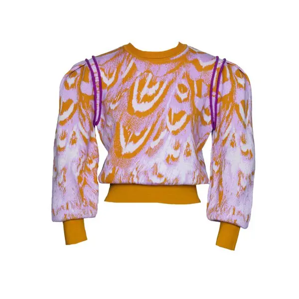 ESSIEN & EMRE Levia Merino Wool Knitted Pattern Jumper Mauve